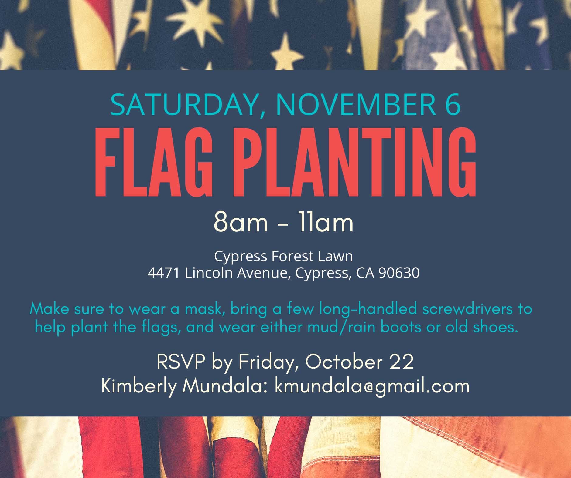 Flag Planting @ Cypress Forest Lawn Nov 6, 2021 8am. – Golden West ...