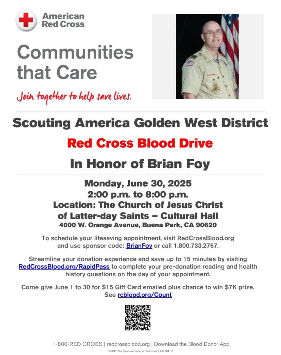 Blood Drive June 30, 2025 2-8pm – Golden West District • OCBSA Boy ...
